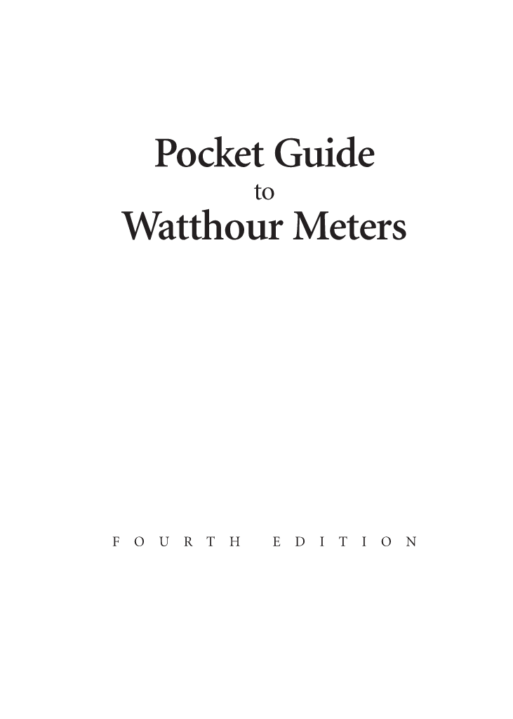 Pocket Guide to Watthour Meters