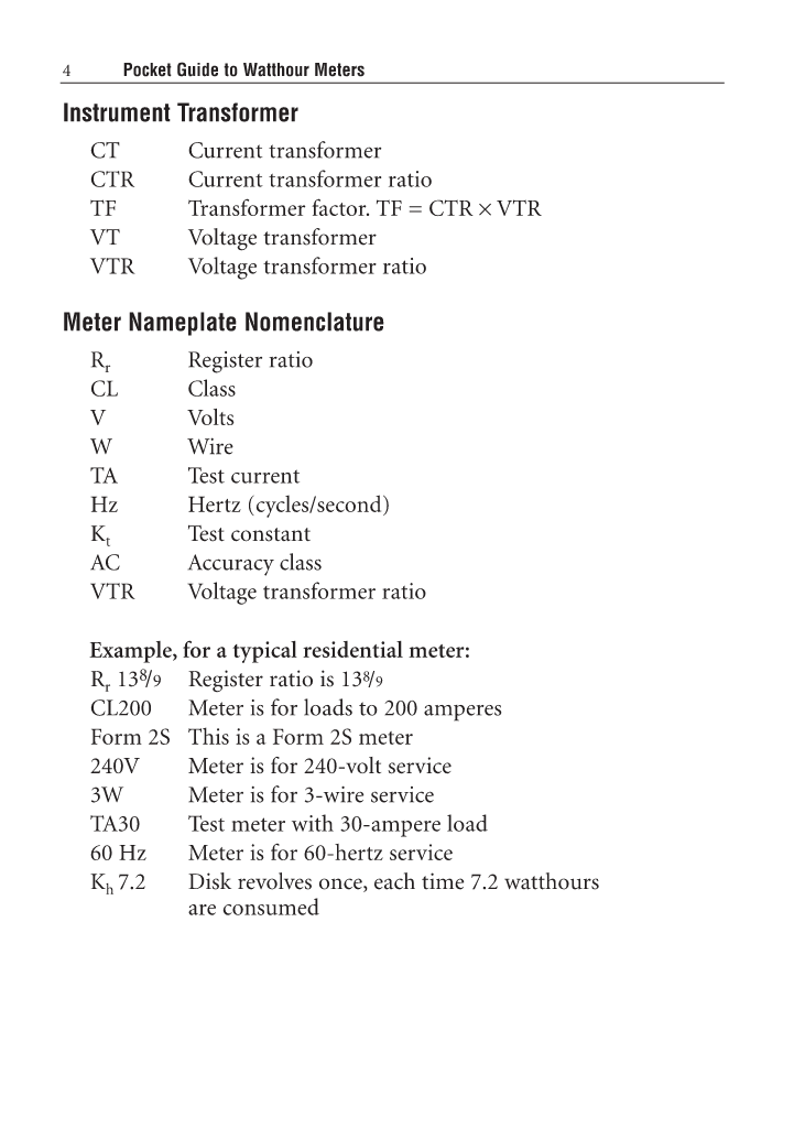 Pocket Guide to Watthour Meters