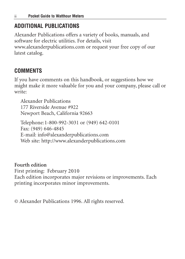 Pocket Guide to Watthour Meters