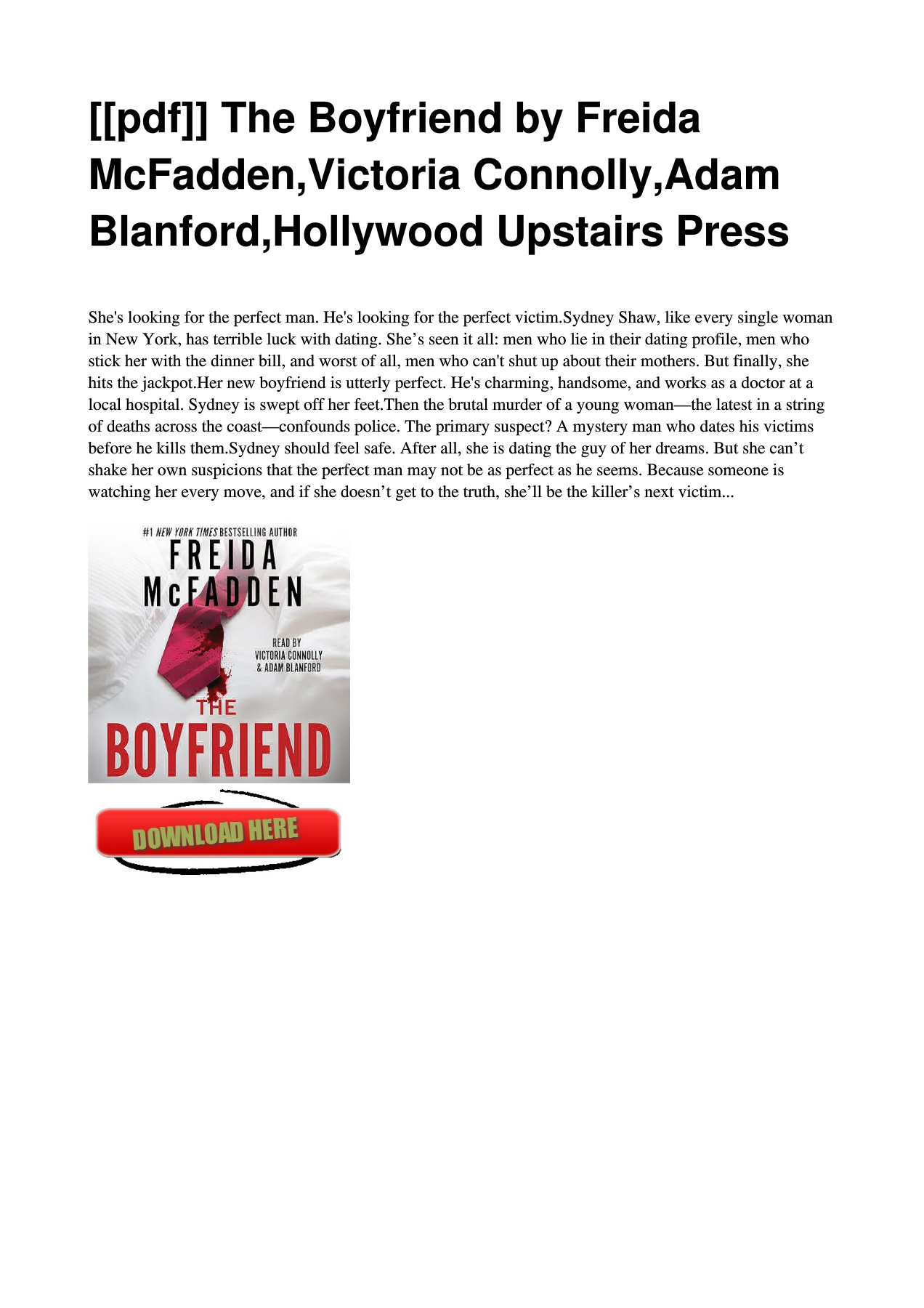 [[pdf]] The Boyfriend by Freida McFadden,Victoria Connolly,Adam ...