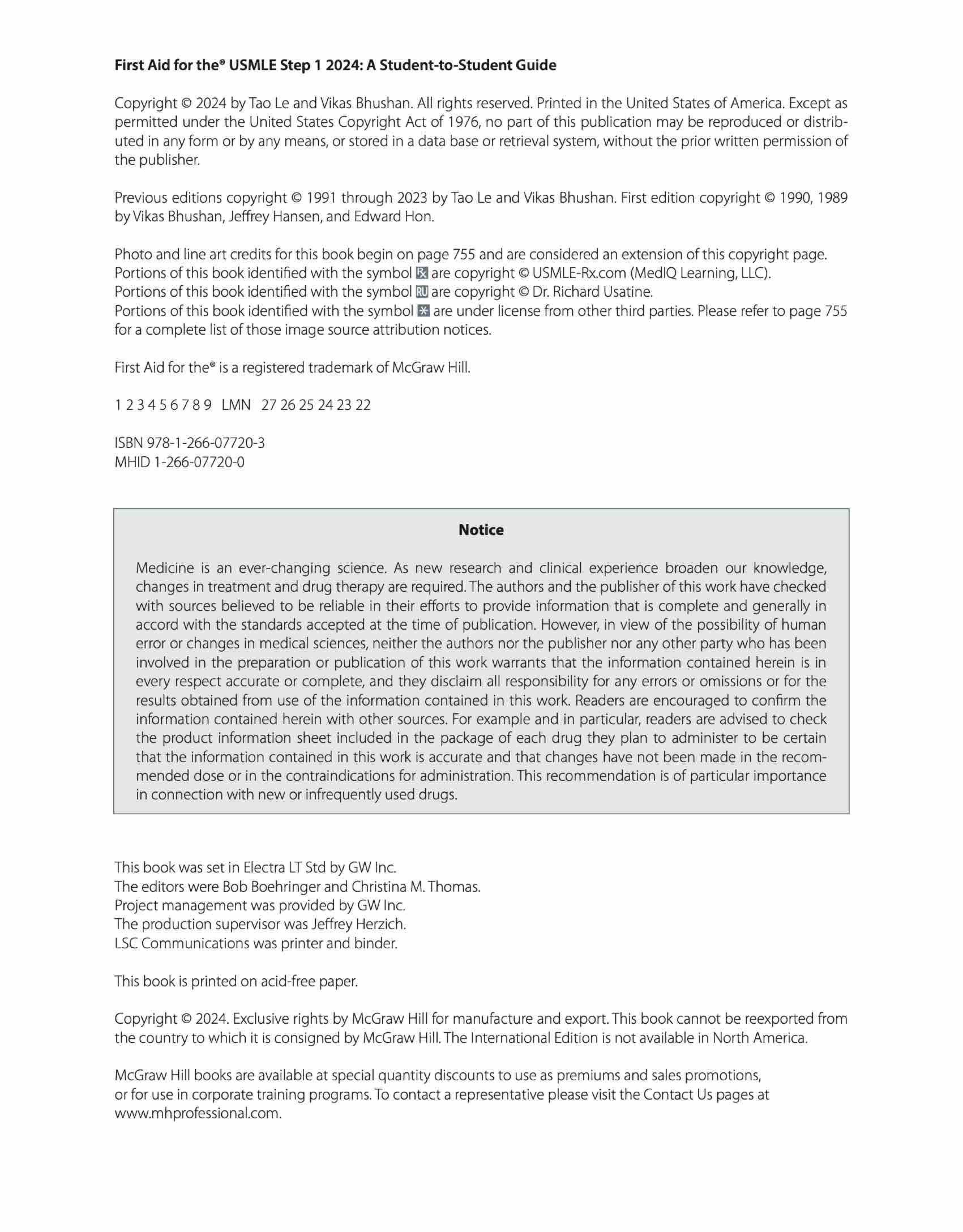 First Aid for the USMLE Step 1 2024, 24th Edition