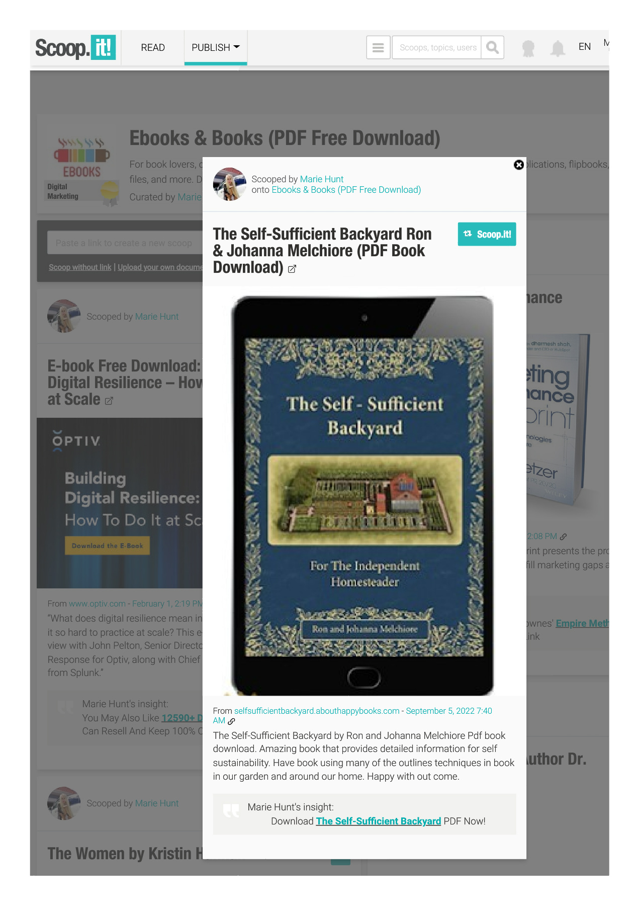 Self-Sufficient Backyard E-BOOK Ron & Johanna Melchiore PDF Download