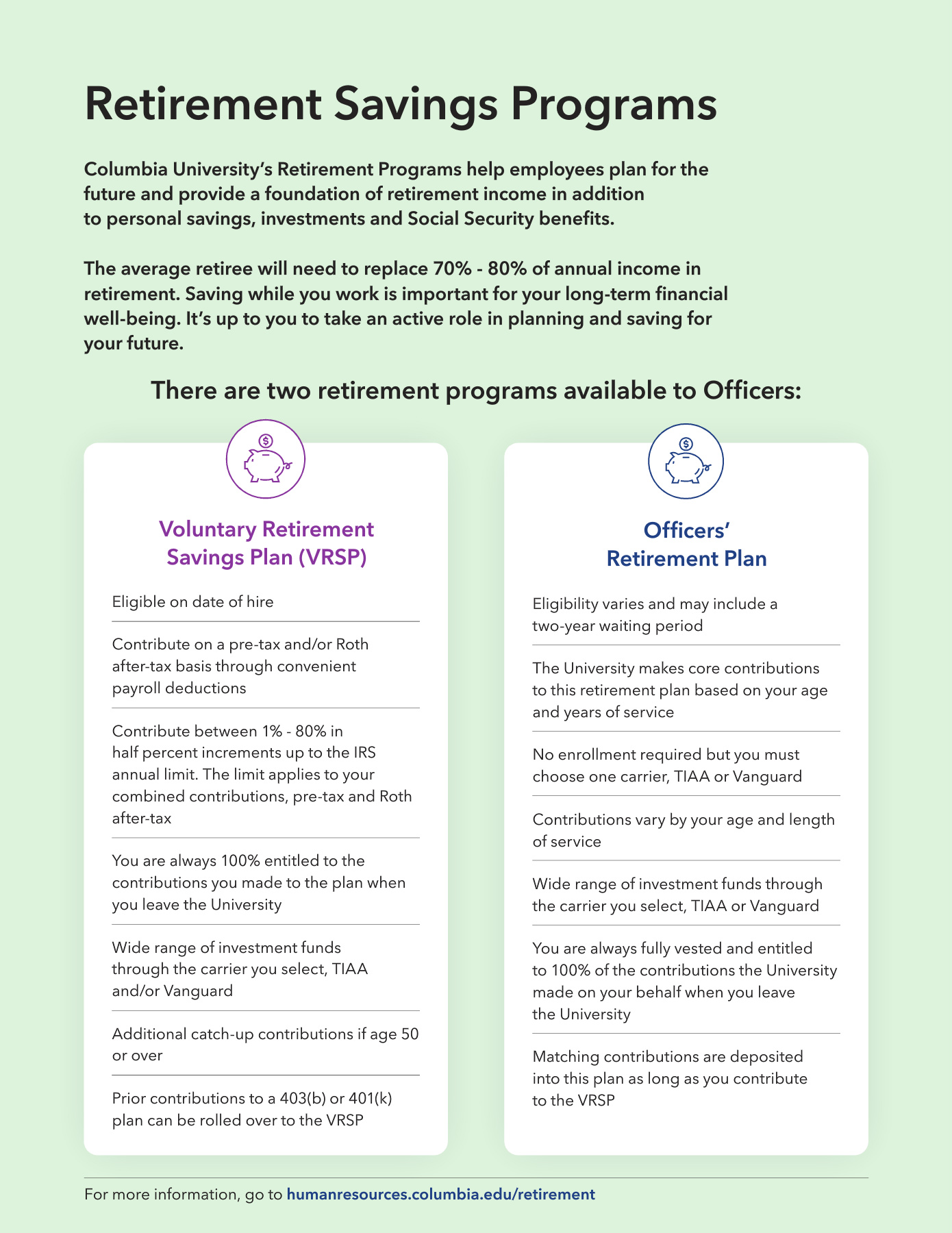 Columbia University Retirement Brochure - Officers
