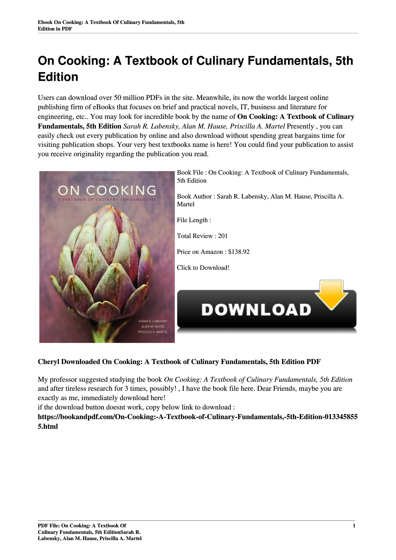 On Cooking: A Textbook of Culinary Fundamentals, 5th EditionSarah R ...