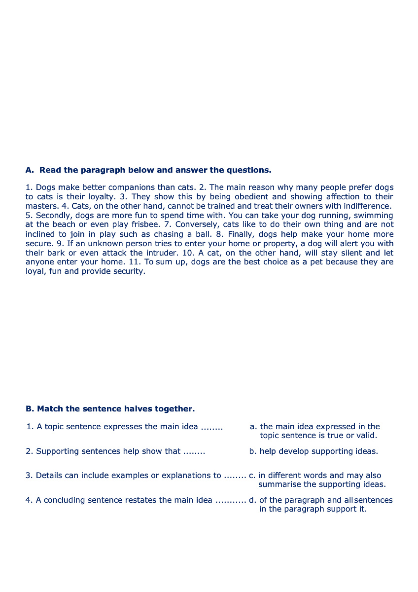 paragraph writing materials