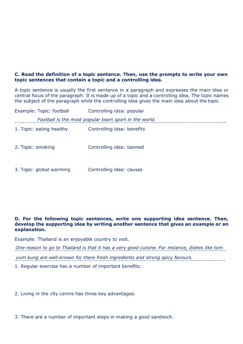 paragraph writing materials