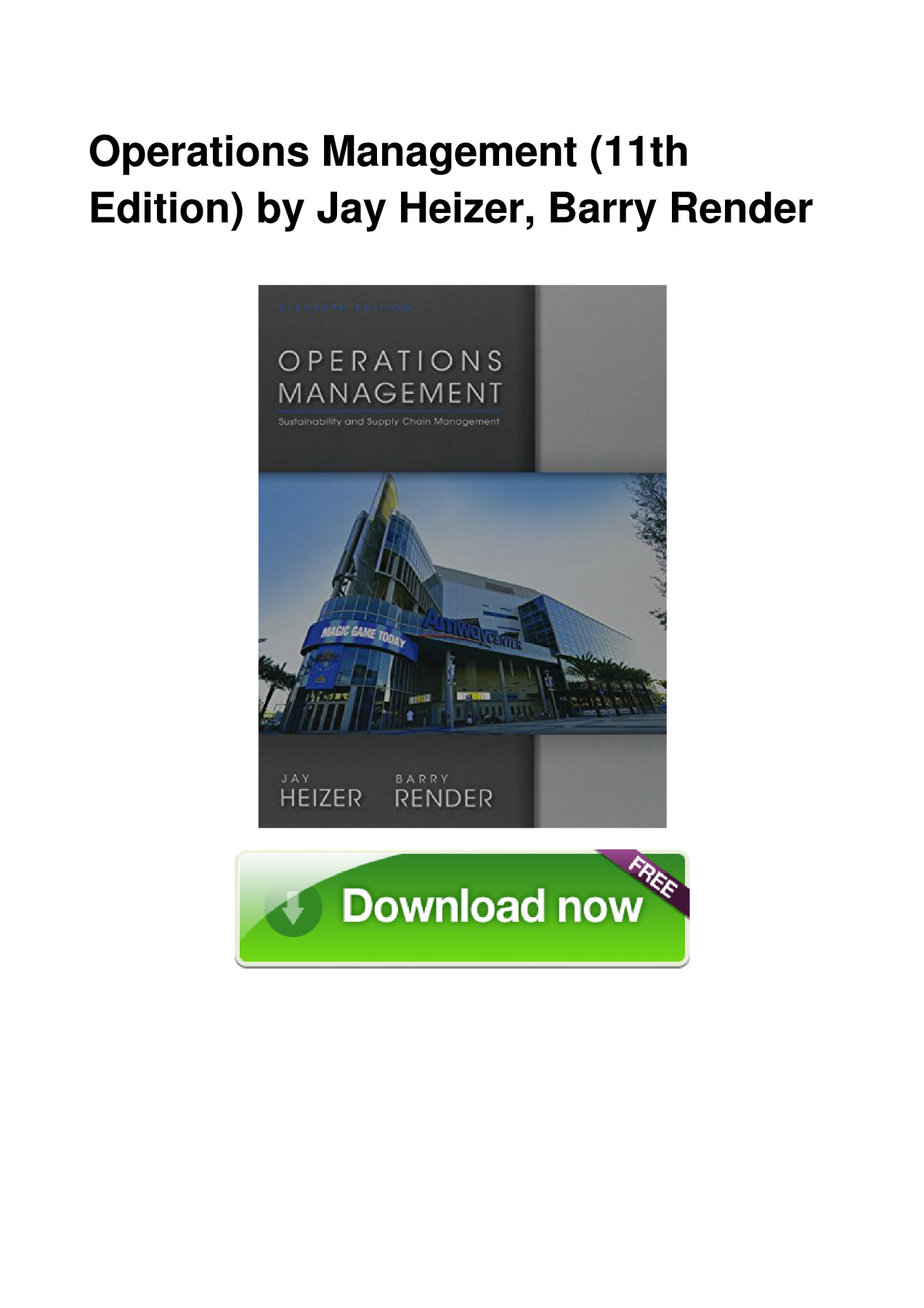 Operations Management Pearson 11th Edition Pdf