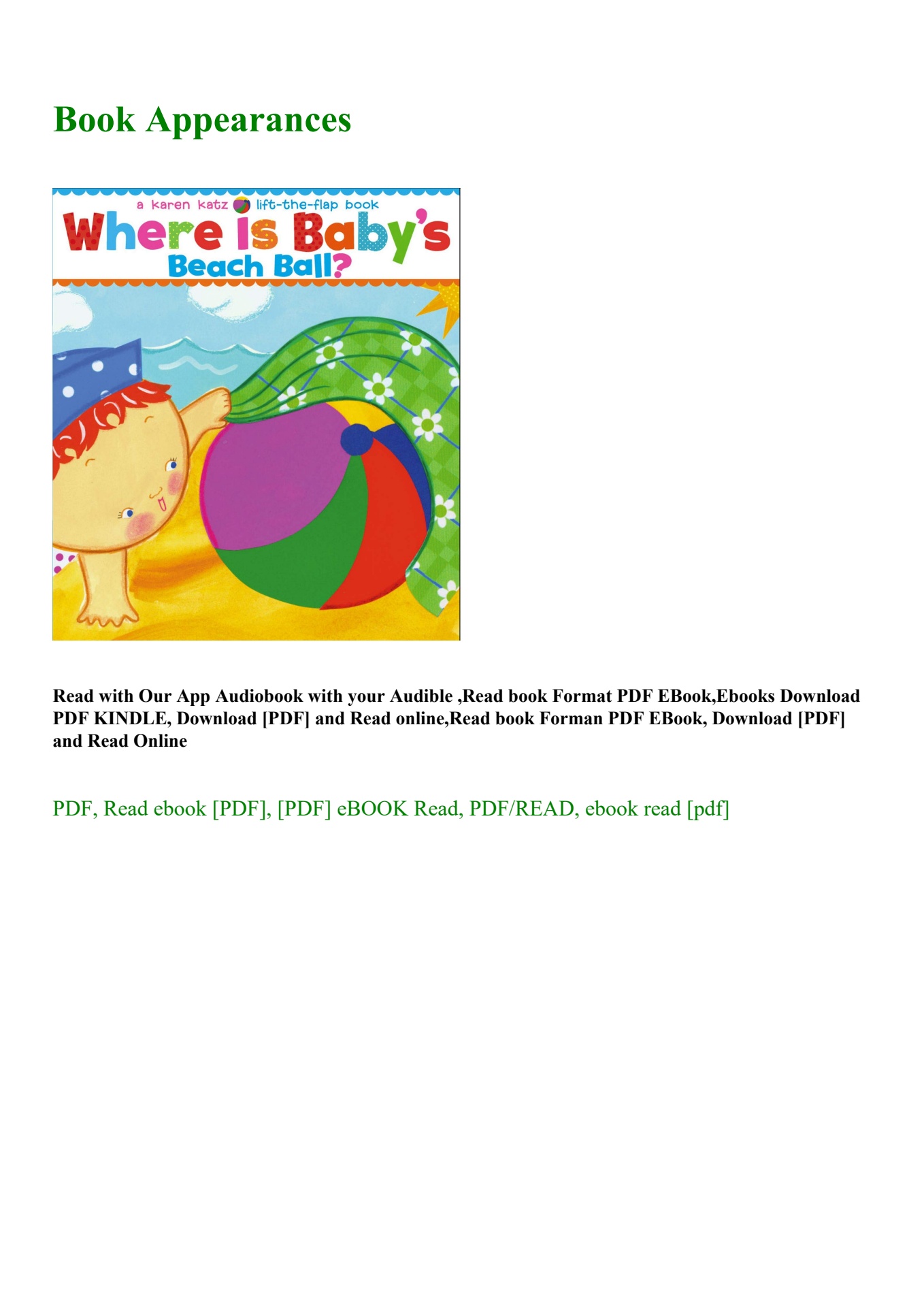 read ebook [pdf] where is baby's beach ball a lift-the-flap book (karen ...