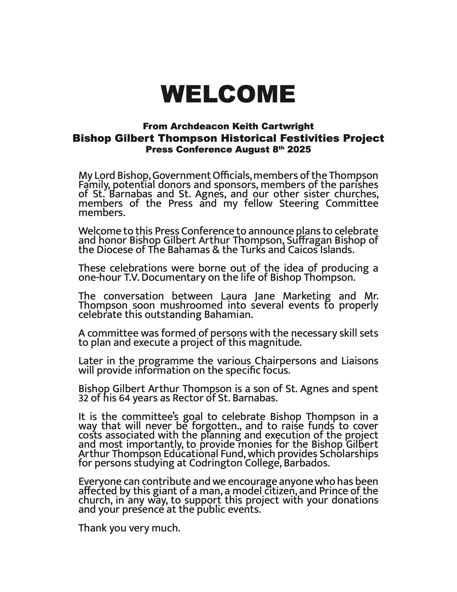 The Gilbert Arthur Thompson Historical Festivities