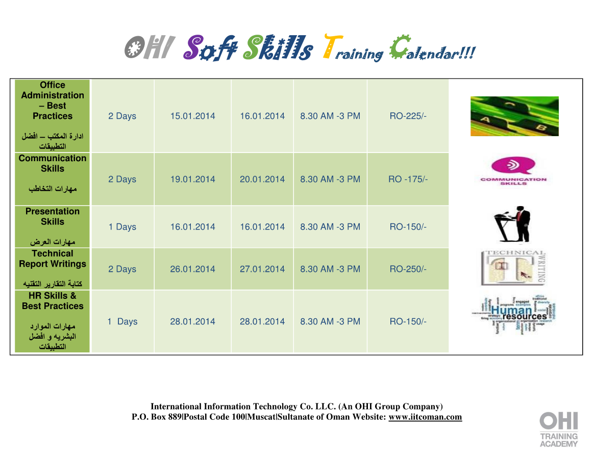 OHI Soft Skills Training Calendar