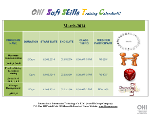 OHI Soft Skills Training Calendar