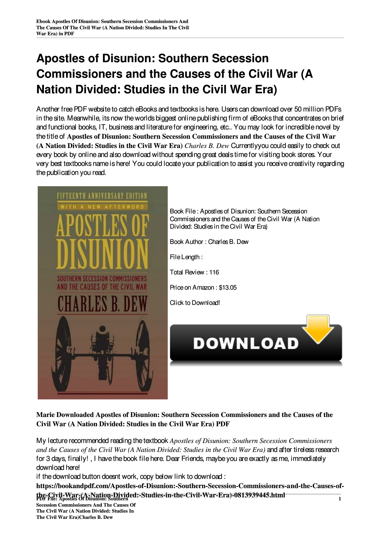 Apostles of Disunion: Southern Secession Commissioners and the Causes ...