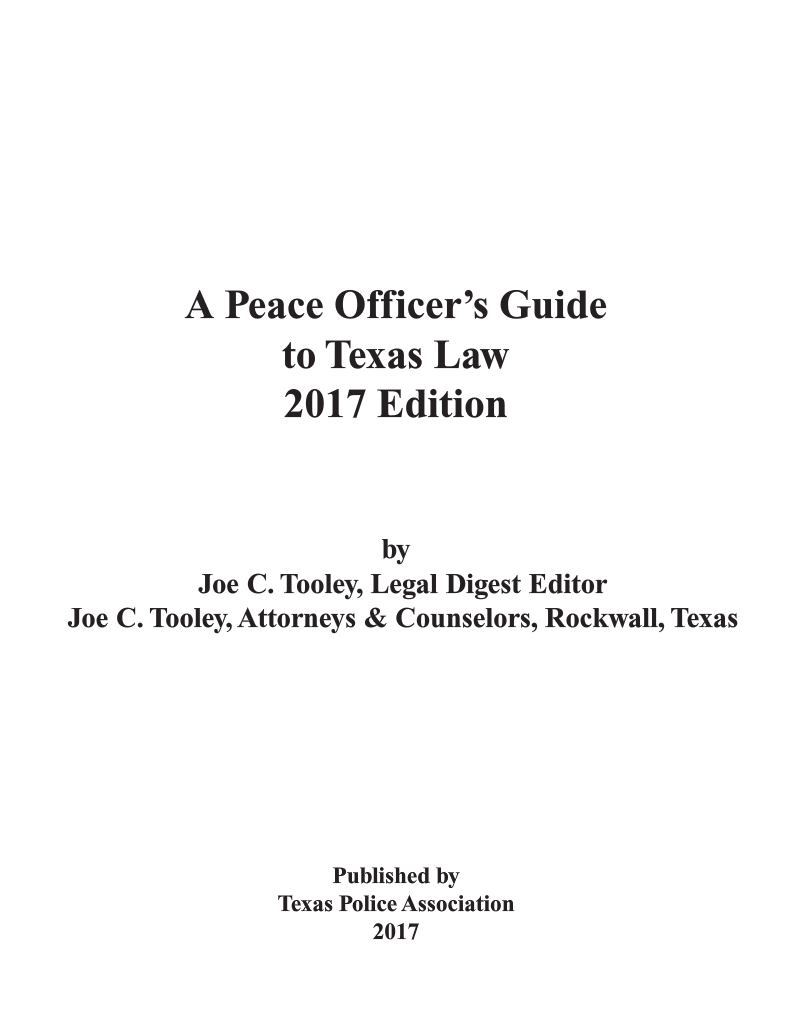 Texas police Association Peace Officer Guide 2017