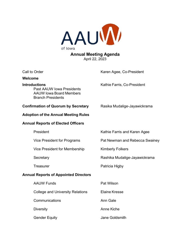 AAUW IOWA STATE ANNUAL MEETING