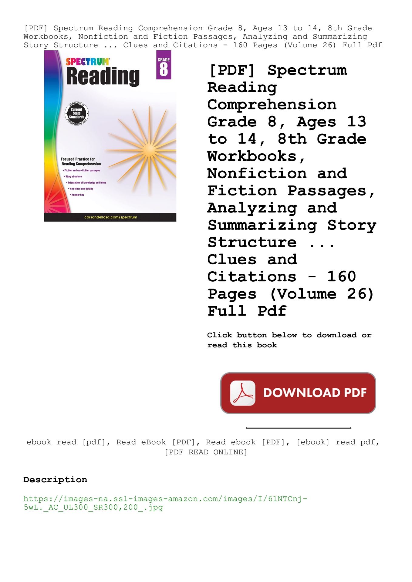 [pdf] spectrum reading comprehension grade 8 ages 13 to 14 8th grade ...