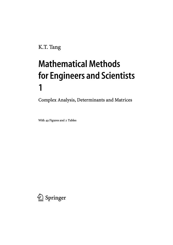 (book) tang 2007 mathematical methods for engineers and scientists vol 1 - complex analysis ...