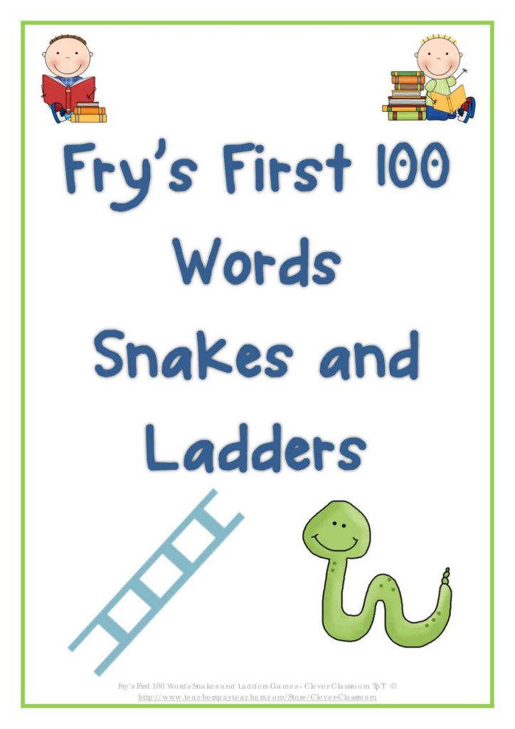 Fry's First 100 Words Snakes and Ladders Games