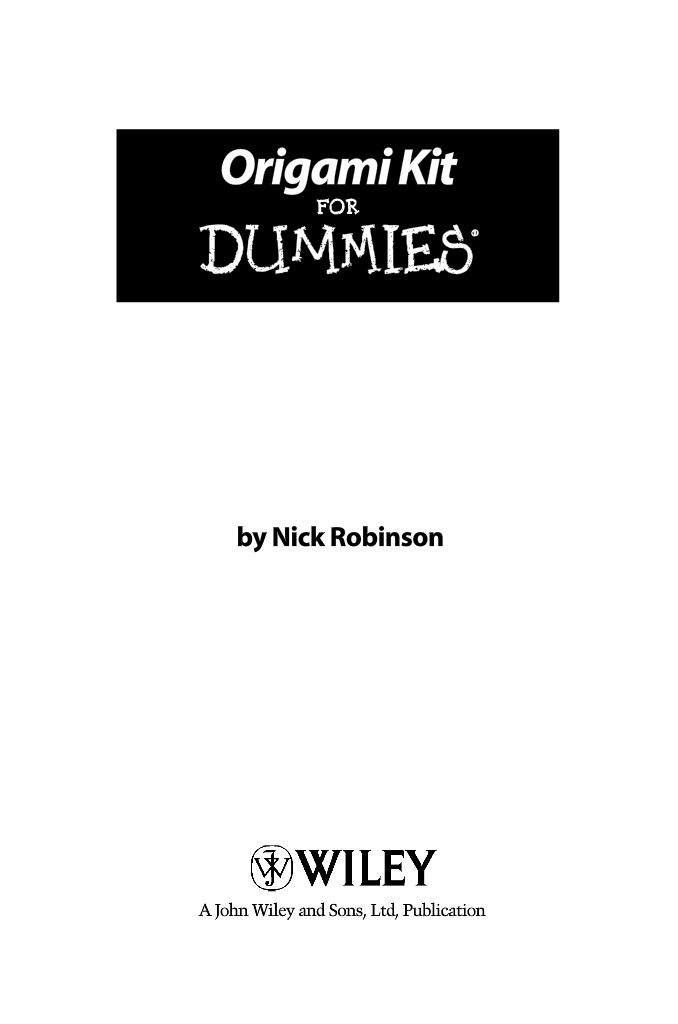 Origami Kit For Dummies (For Dummies (Lifestyles Paperback))