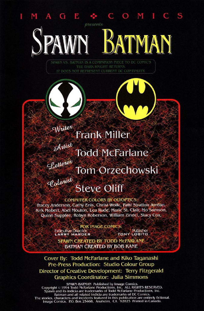 (comic) - spawn & batman miller & mcfarlane