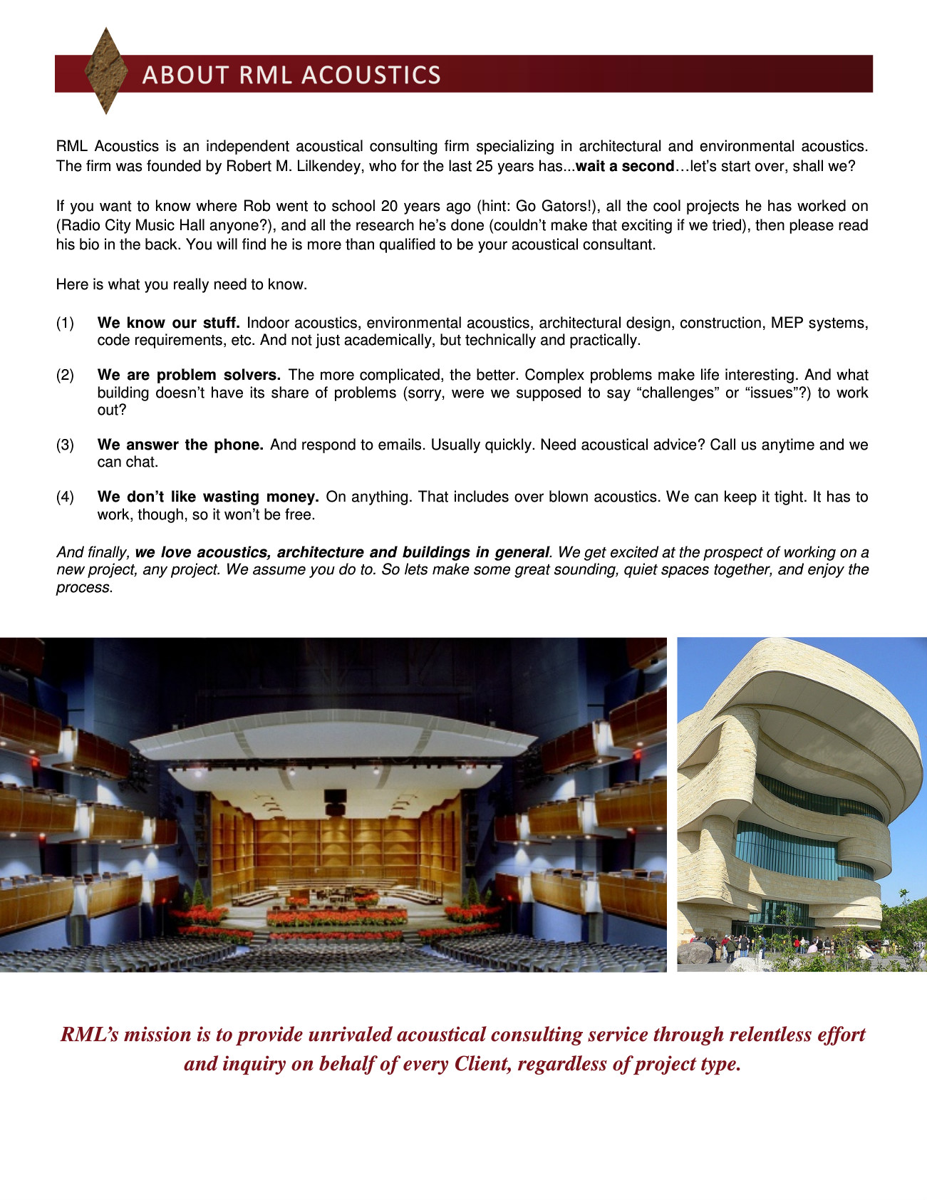 RML Acoustics_Architectural Acoustic Design Brochure