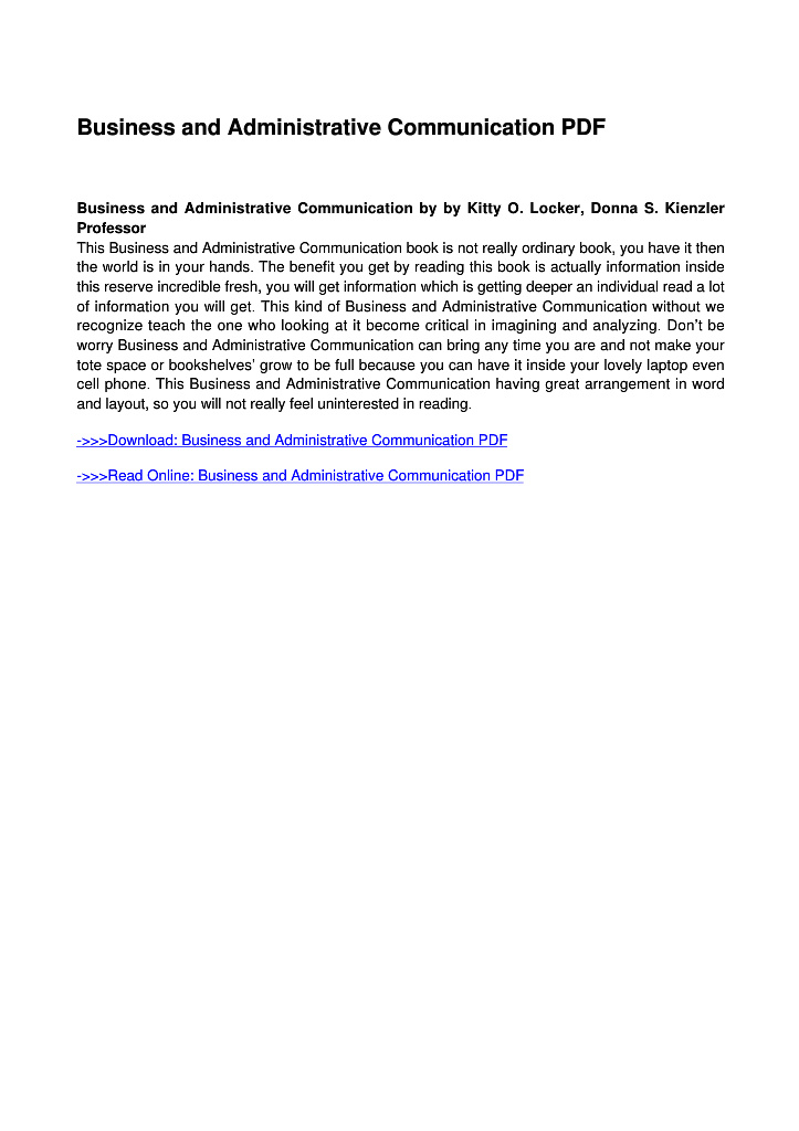 Business and Administrative Communication by Kitty O. Locker, Donna S ...