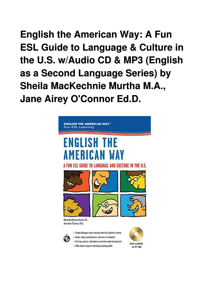 English the American Way: A Fun ESL Guide to Language & Culture in the ...